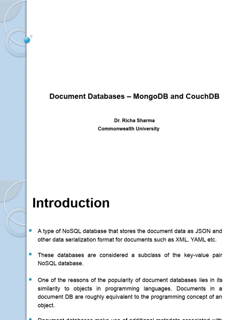 Document Database | PDF | Databases | No Sql