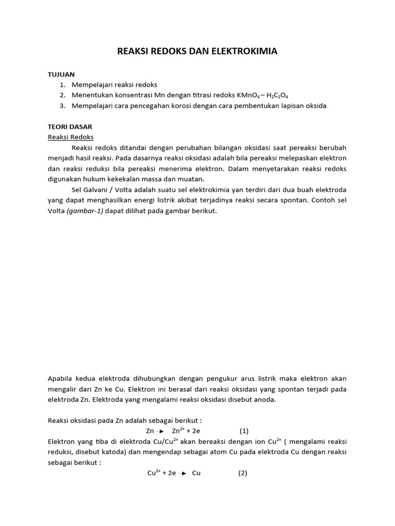 Reaksi Redoks Dan Elektrokimia | PDF