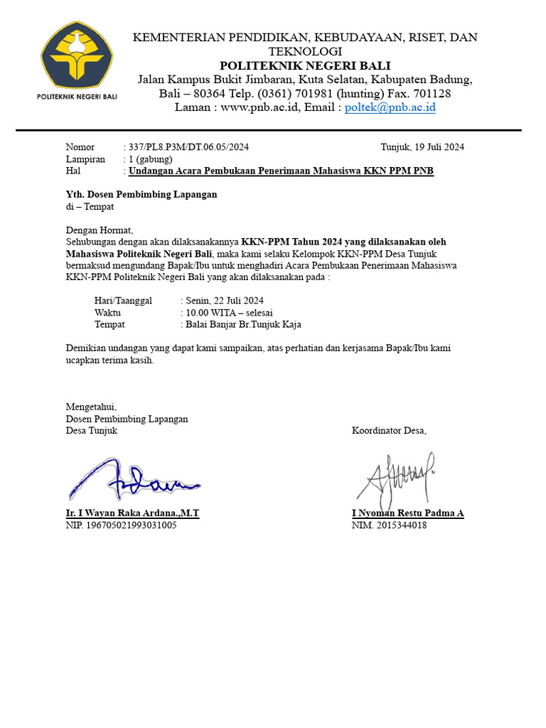 Undangan Desa Tunjuk DPL | PDF