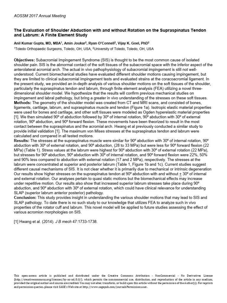 Shoulder Abduction and Impingement Study | PDF | Anatomical Terms Of ...