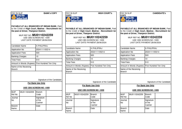 Challan | PDF | Banks | Fee