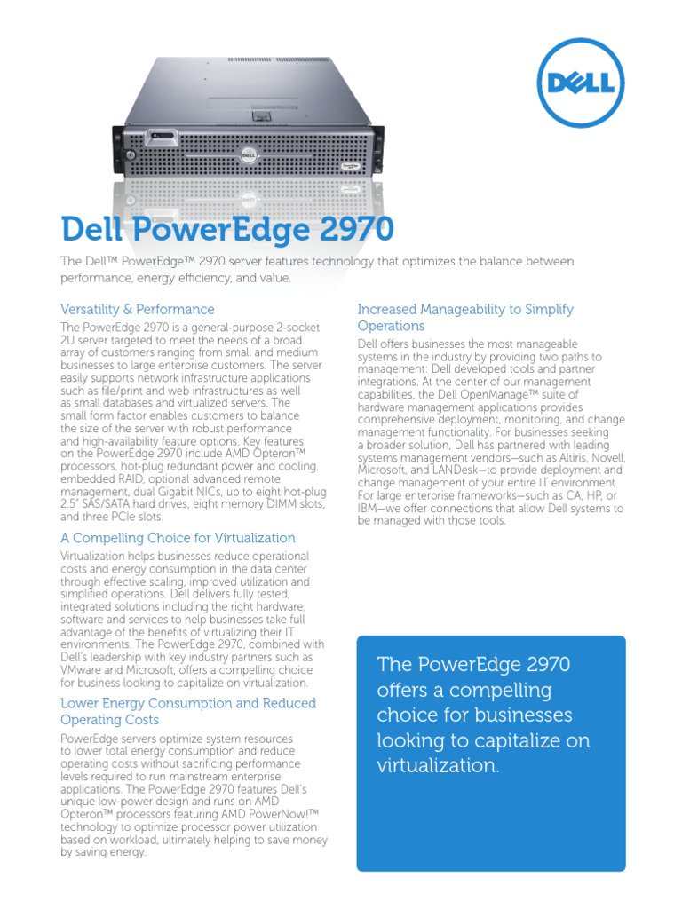 Dell Rack Server 2970-Spec-Sheet | PDF | Hyper V | Server (Computing)
