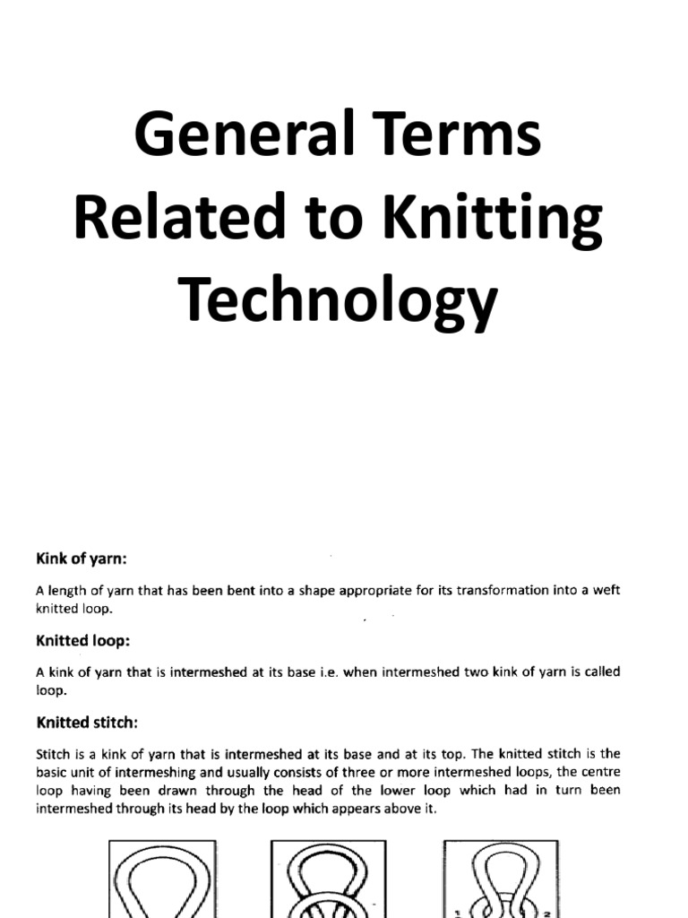 Knitting Terms For Textile Knitting Technology | PDF