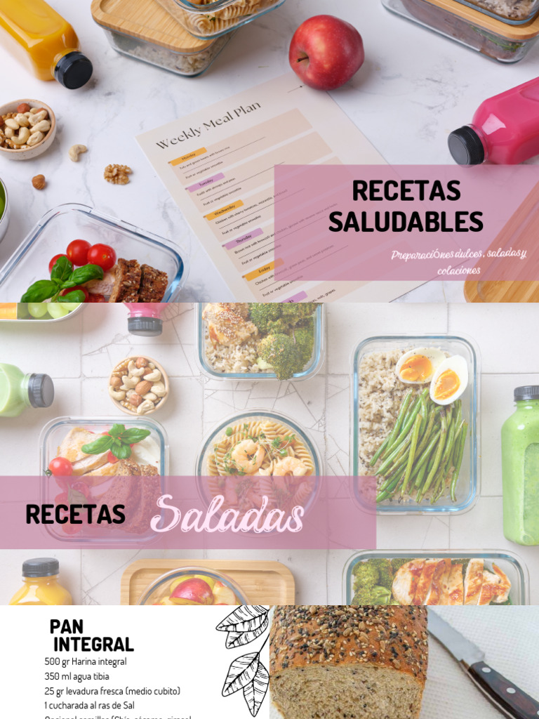 Recetario Plan de Comidas Menu Estilo Moderno Minimalista Blanco y ...
