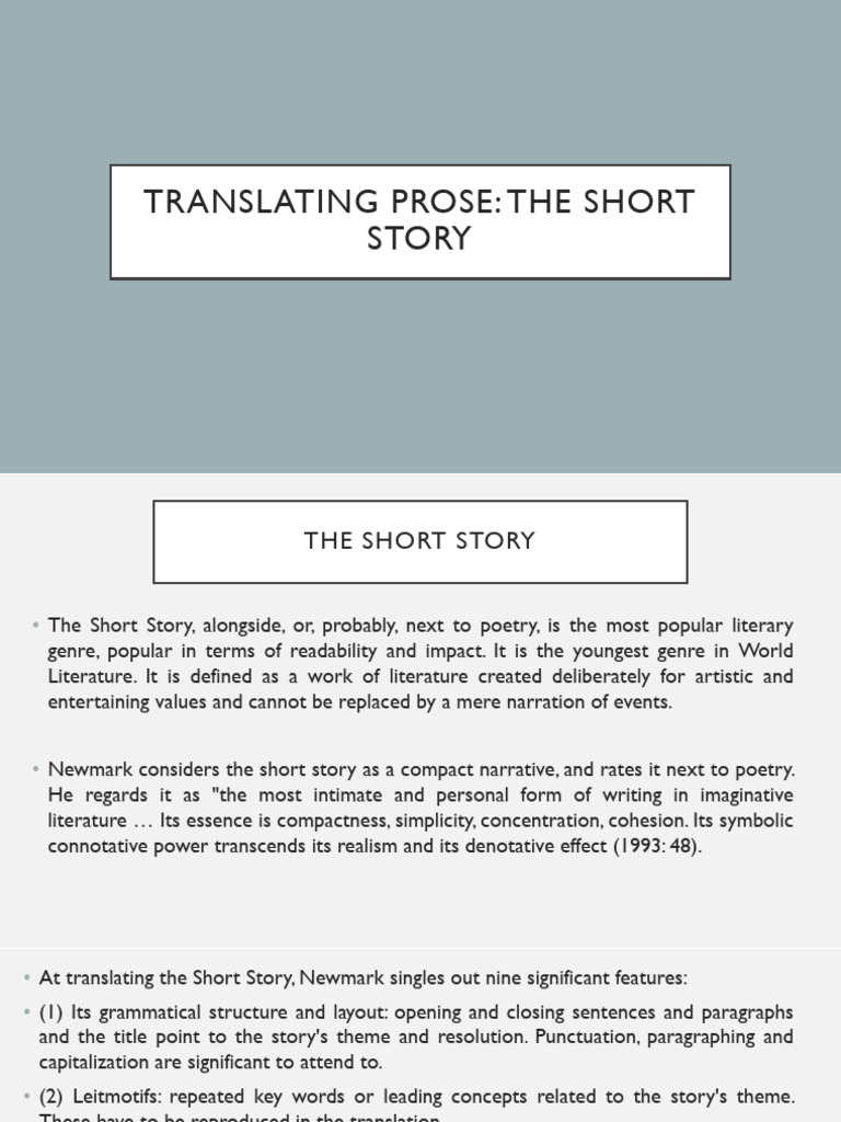 Translating The Short Story | PDF | Translations | Genre