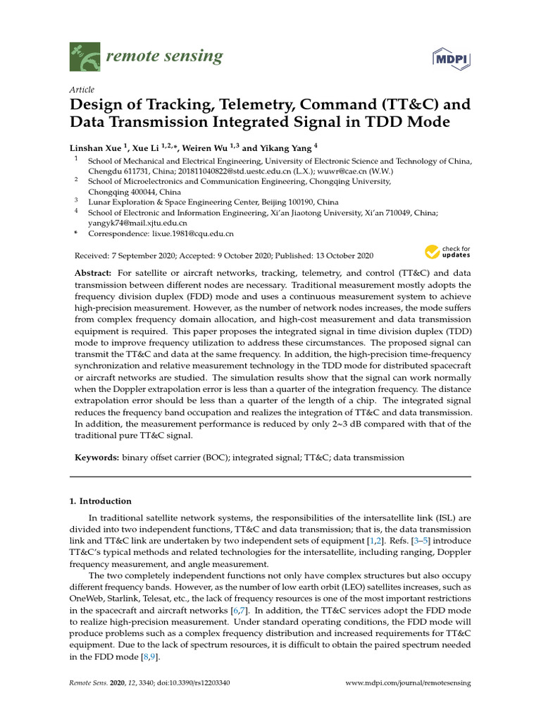 Design of Tracking, Telemetry, Command (TTC) and Data Transmission ...