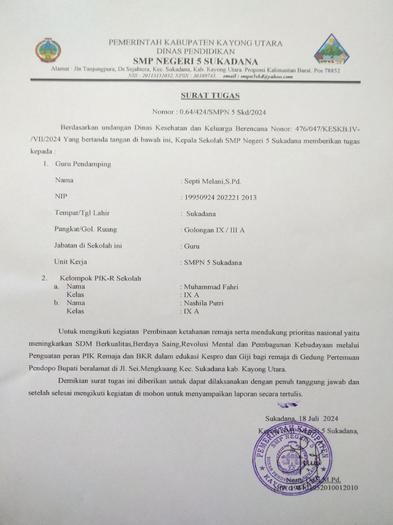Surat Tugas SMP | PDF