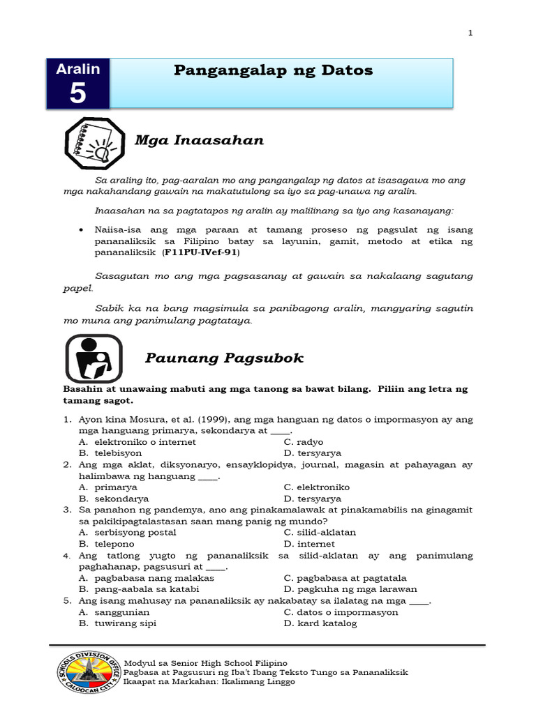 Filipino SHS Pananaliksik Q4 Week 5 | PDF