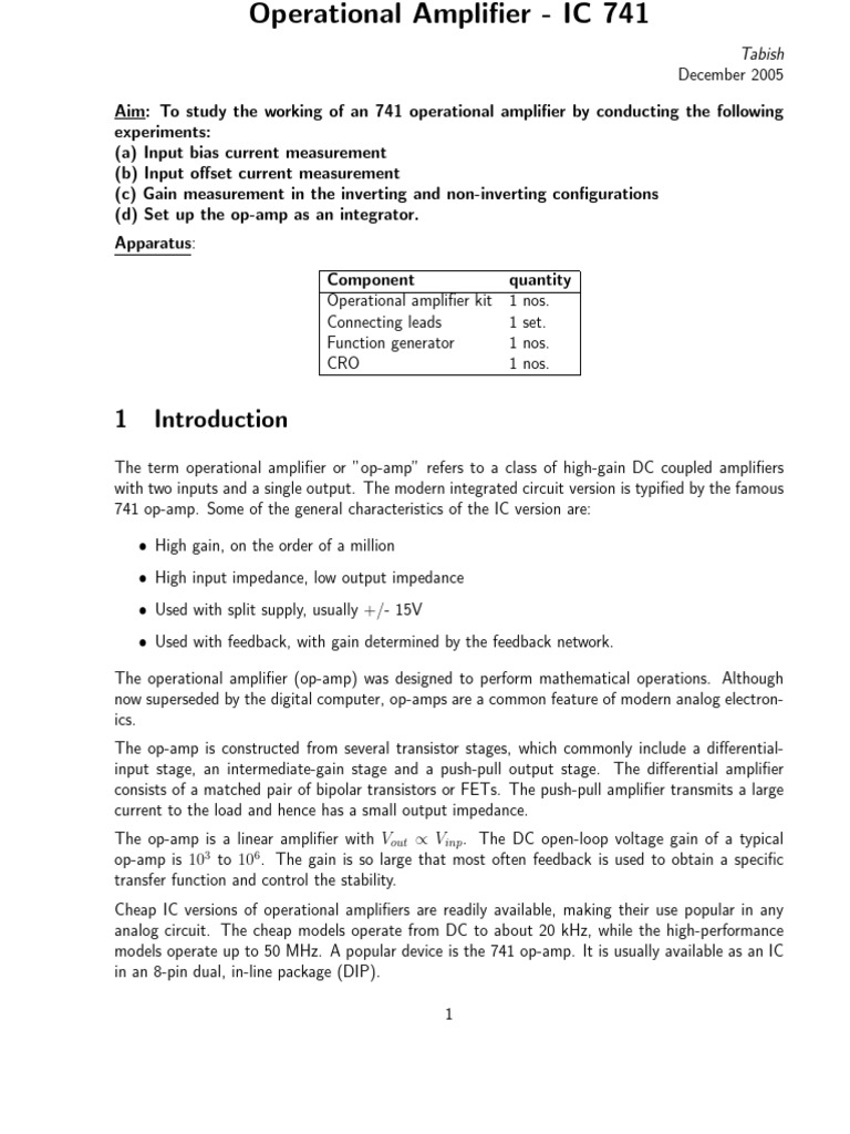 Operation Amplifier 02 Pdf Operational Amplifier Amplifier