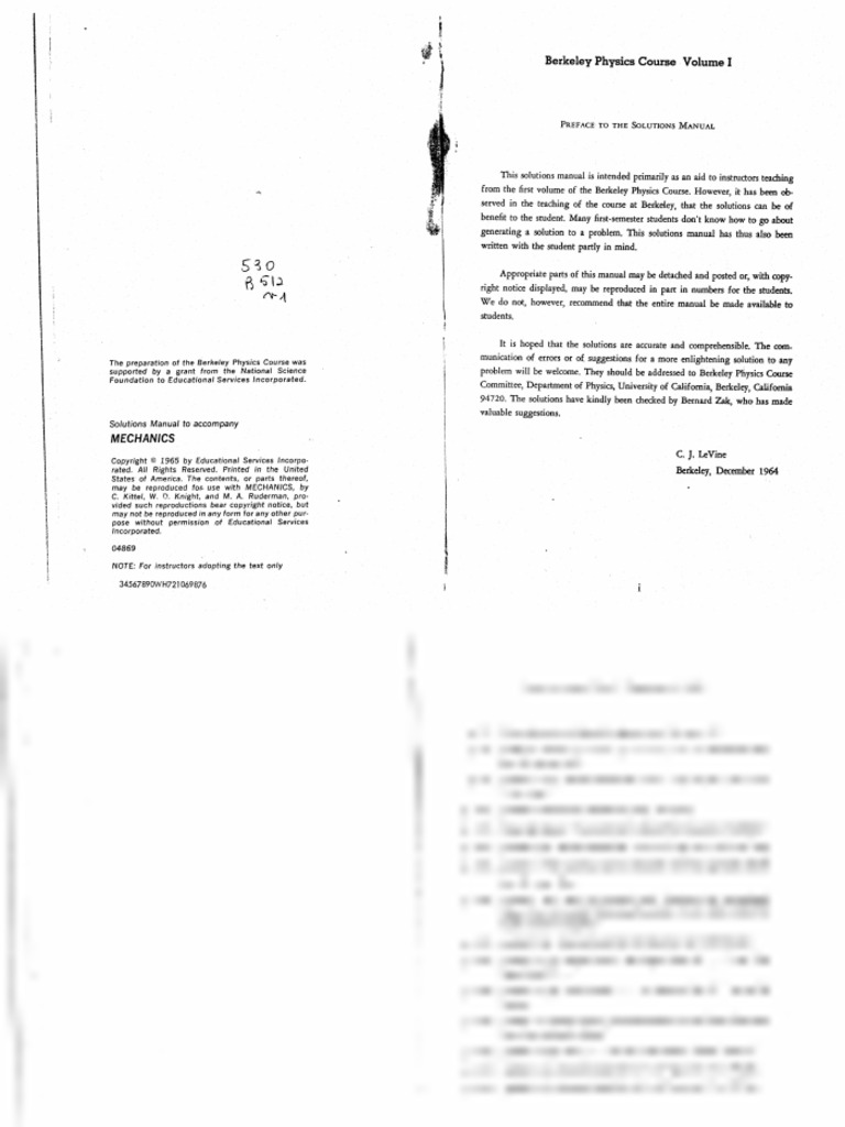 (Solucionario) Berkeley - Physics - Course - Vol - 1 - Hand - Writi | PDF