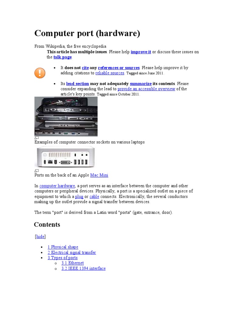 Computer Port | PDF | Physical Layer Protocols | Computer Networking