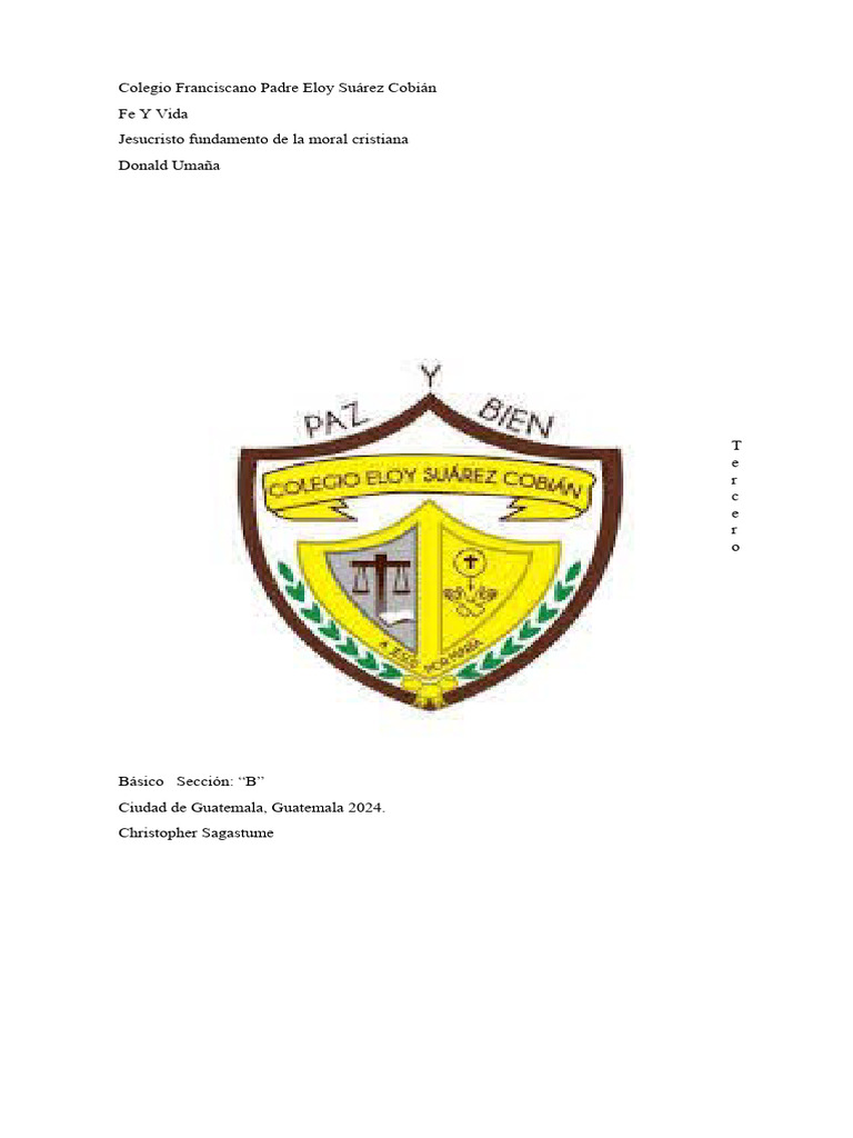 Colegio Franciscano Padre Eloy Suárez Cobián | PDF | Amor | Jesús