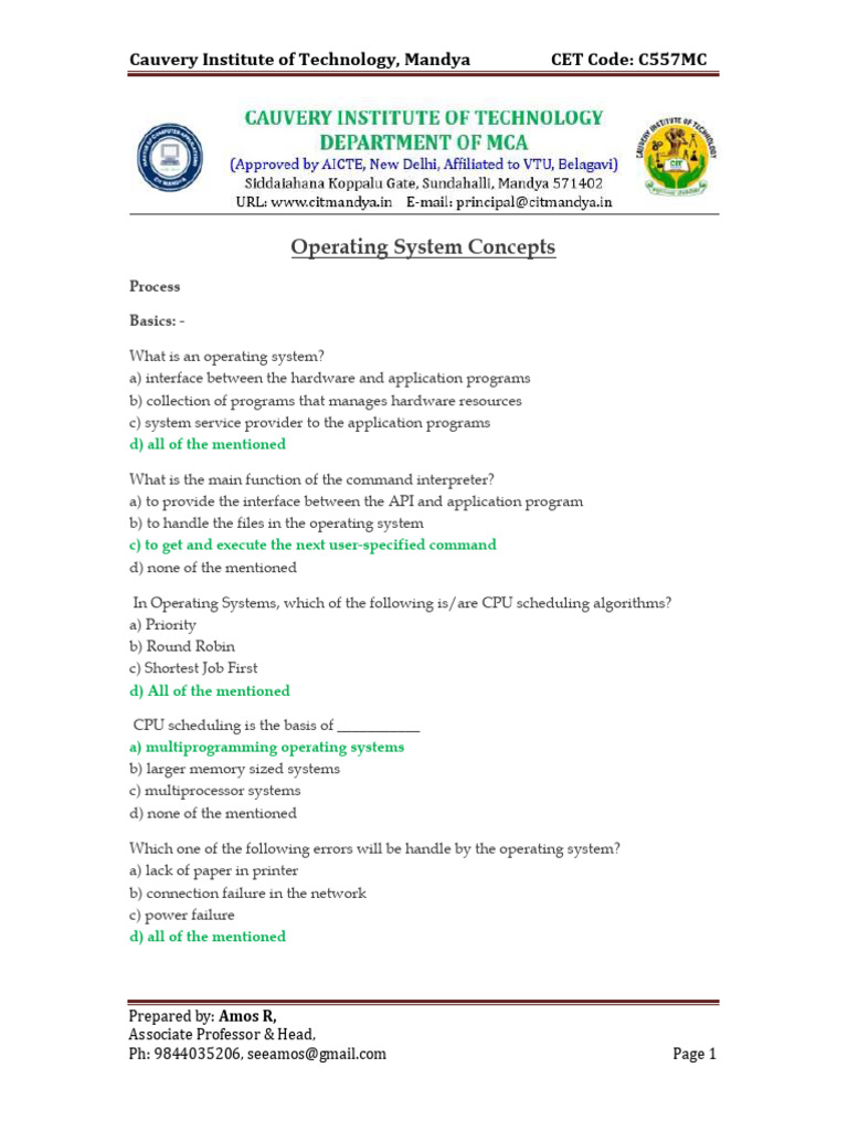 Os Mcq Pdf Scheduling Computing Process Computing 