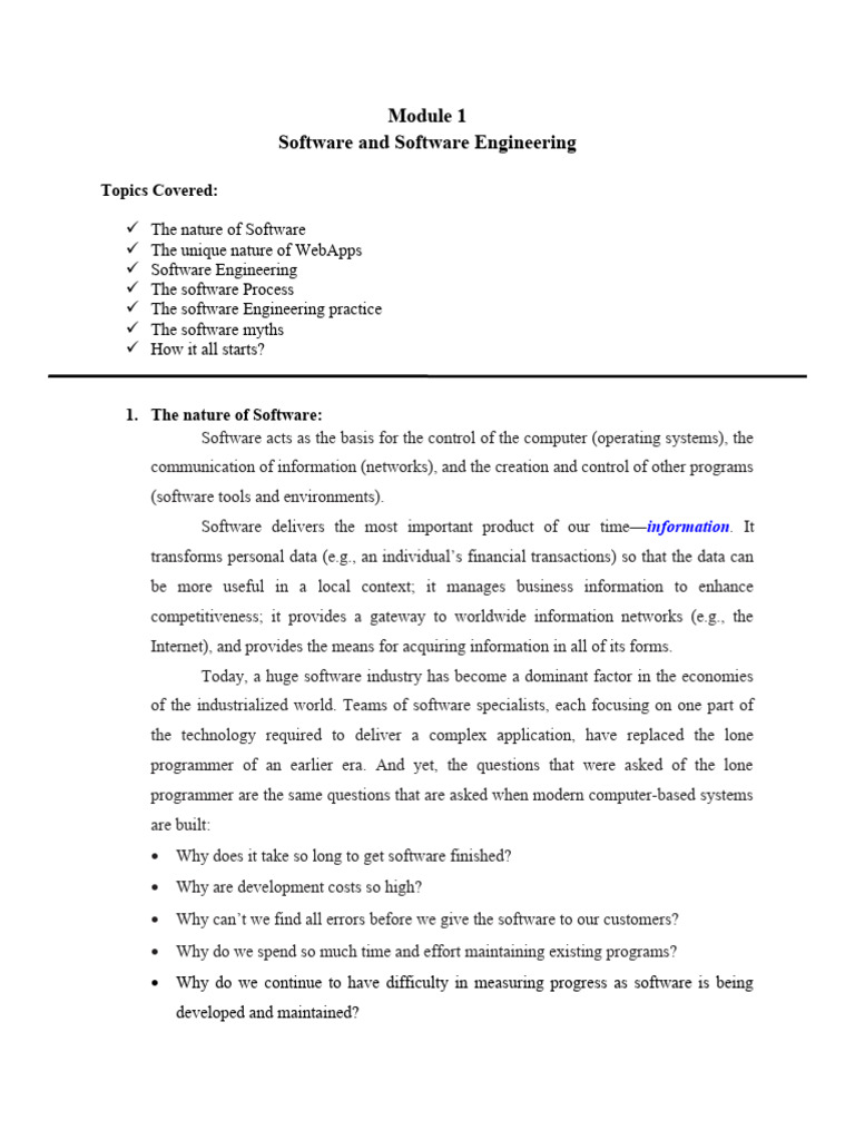SE&PM - Module 1 - Amos R | PDF | Software | Programming