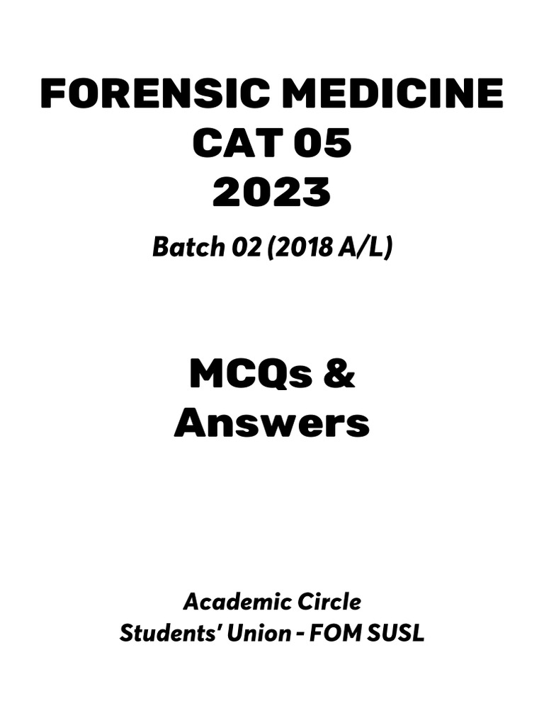 Forensic Medicine CAT 05 MCQs With Answers | PDF | Wound Healing | Wound