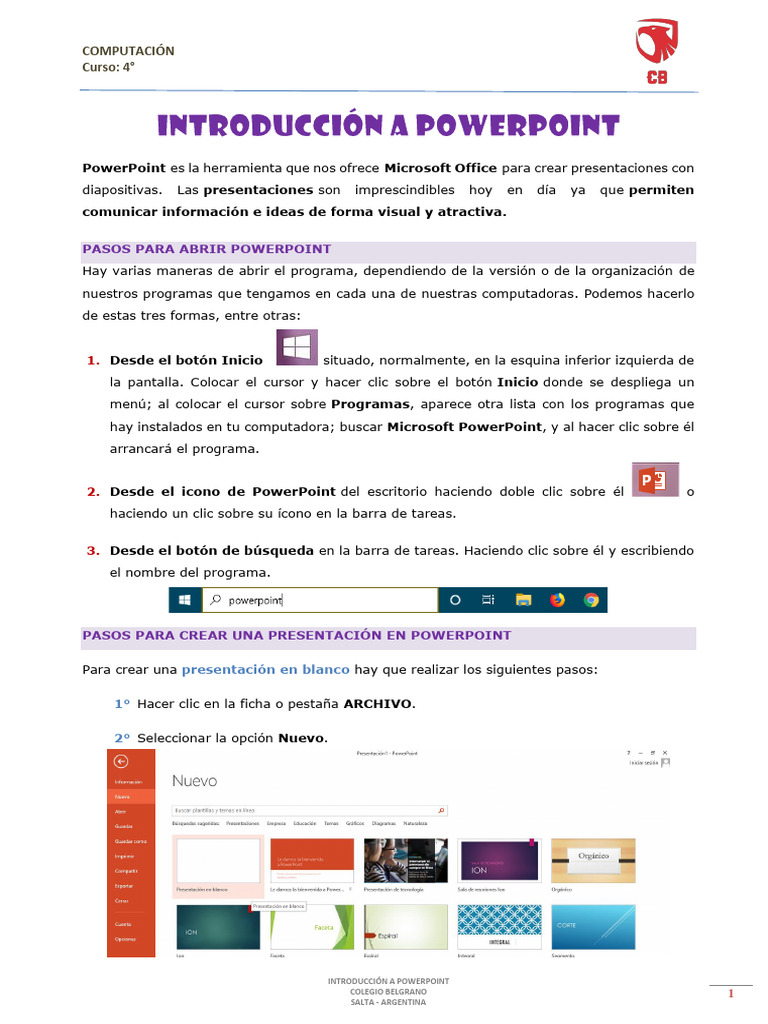 Trabajo Práctico N°14 - 4° Grado - Computación | PDF | Microsoft PowerPoint | Software