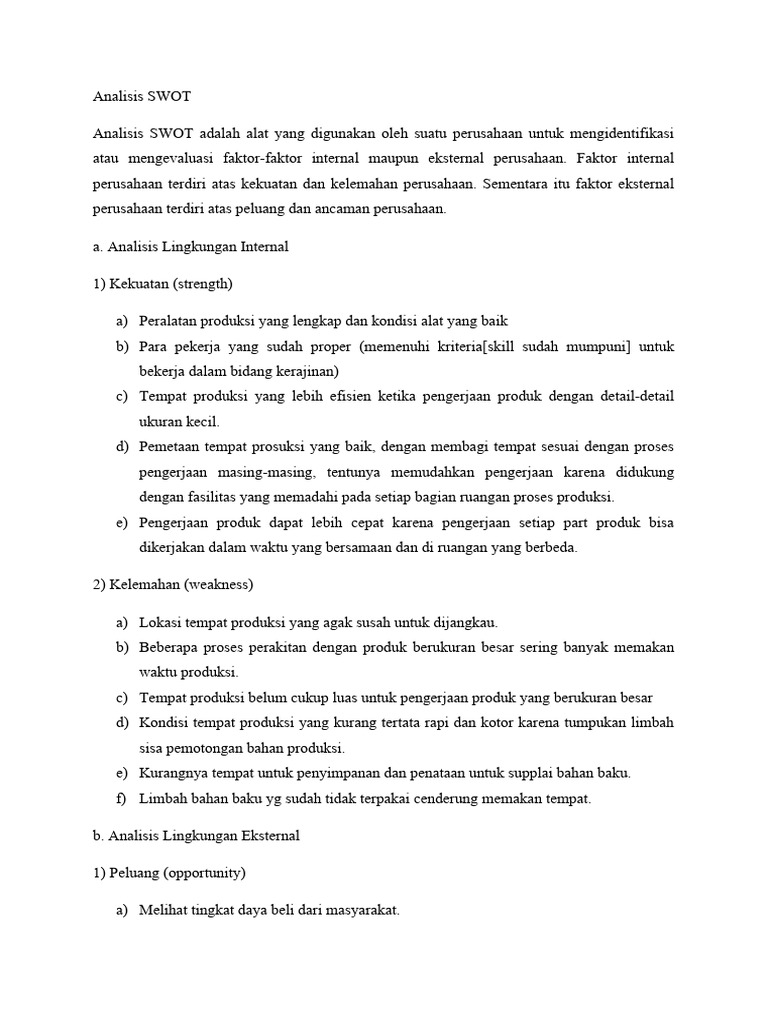 Analisis SWOT Matriks | PDF | Bisnis