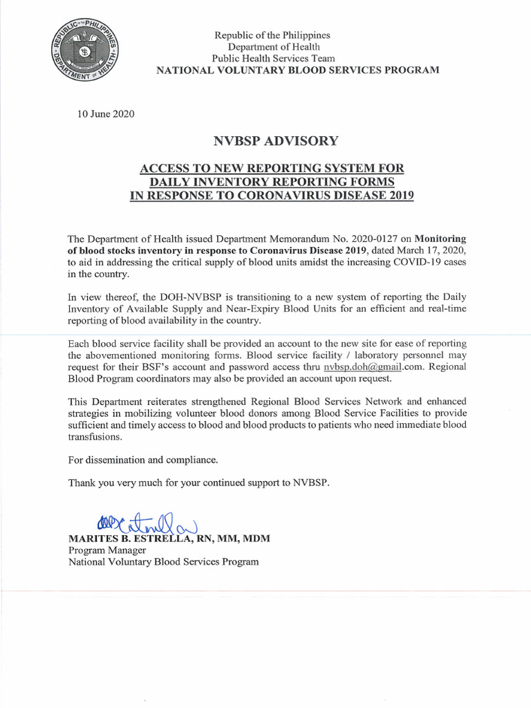 NVBSP Access To New Reporting System For Daily Inventory Reporting Form ...