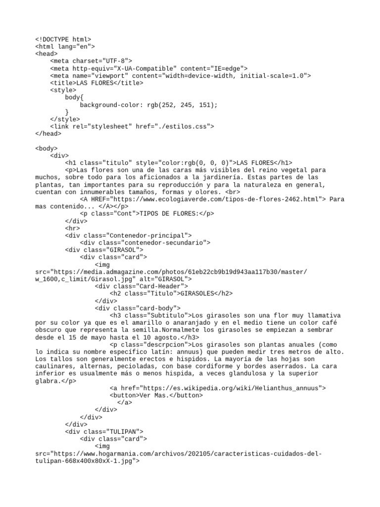 Flores HTML | PDF | Tulipán | Horticultura