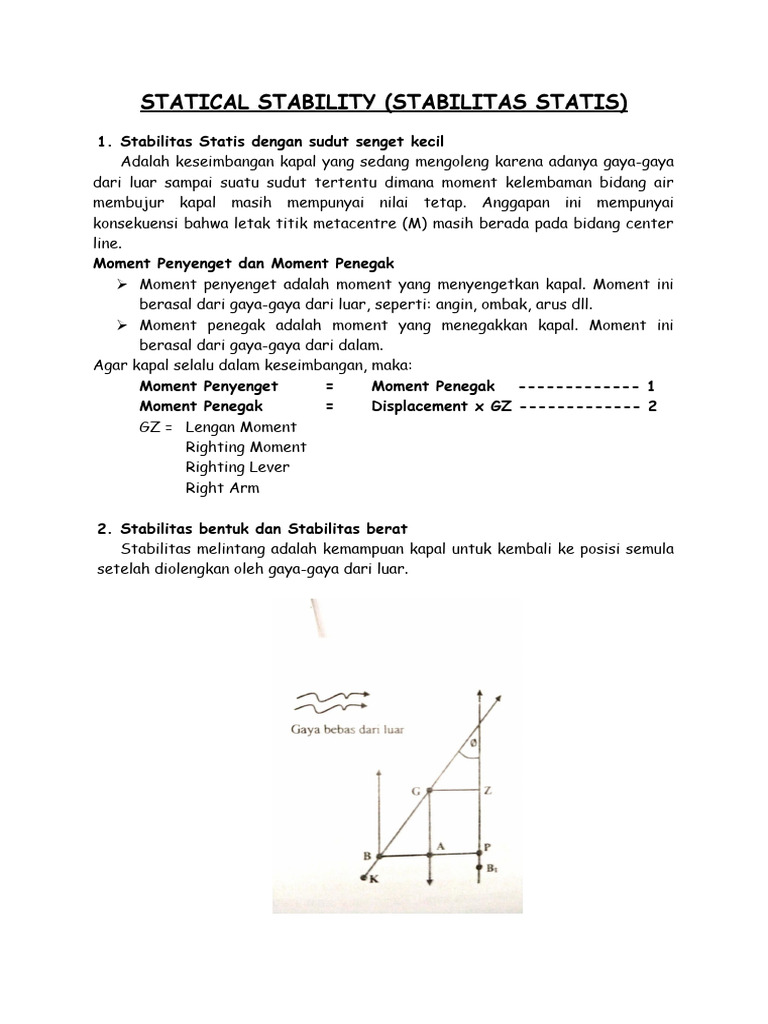 Stabilitas Statis Kapal: Konsep dan Pengukuran | PDF
