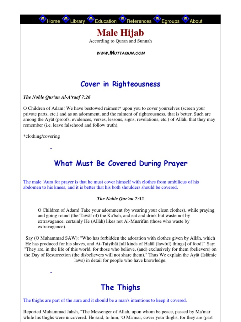 Male Hijab: Cover in Righteousness | PDF | Muhammad | Hadith