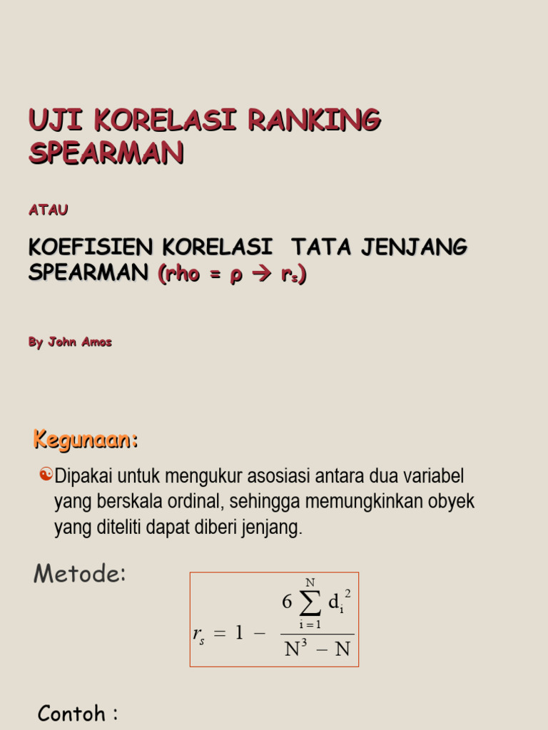 Uji Korelasi Spearman | PDF | Metode & Bahan Ajar