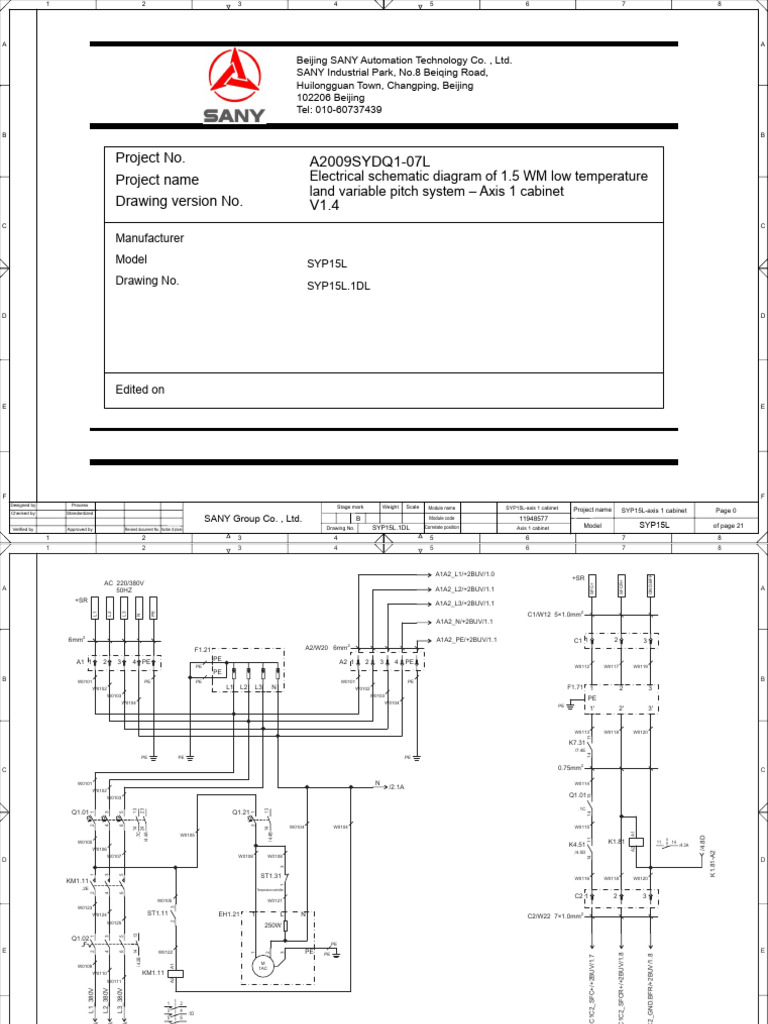 1、Wiring List for 1.5MW Pitch System Electrical Schematic Diagram - Shaft 1 Cabinet | PDF ...