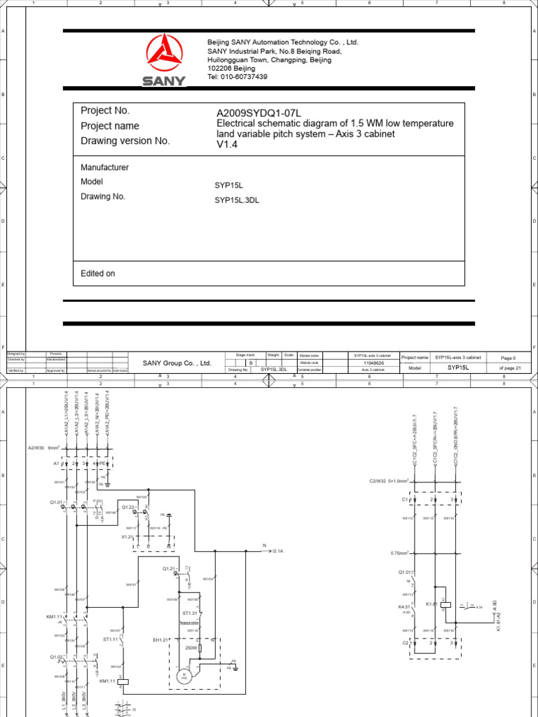 3、Wiring List for 1.5MW Pitch System Electrical Schematic Diagram ...