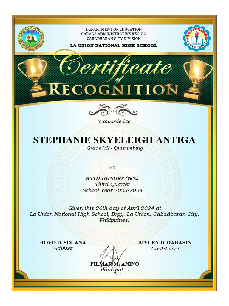 Conduct Award Certificate | PDF | Philippines | Public Administration