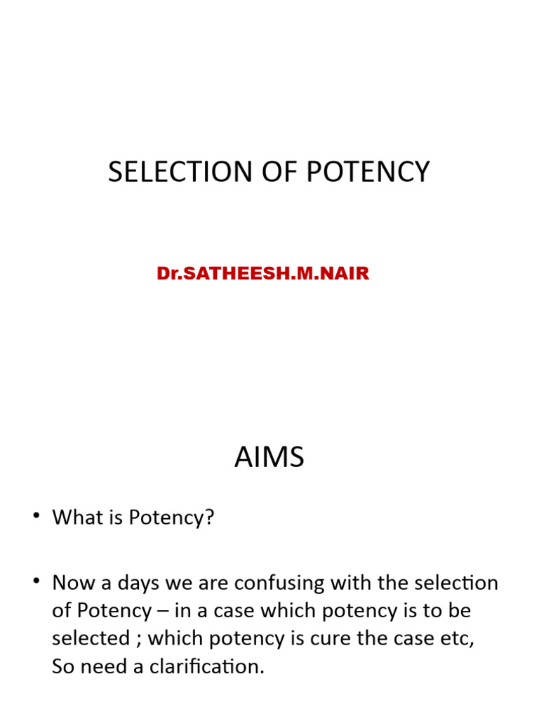 Potency Selection in Homeopathy | PDF | Homeopathy | Dose (Biochemistry)