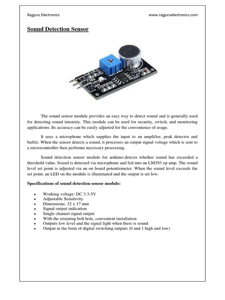 Sound Detection Sensor Datasheet | PDF