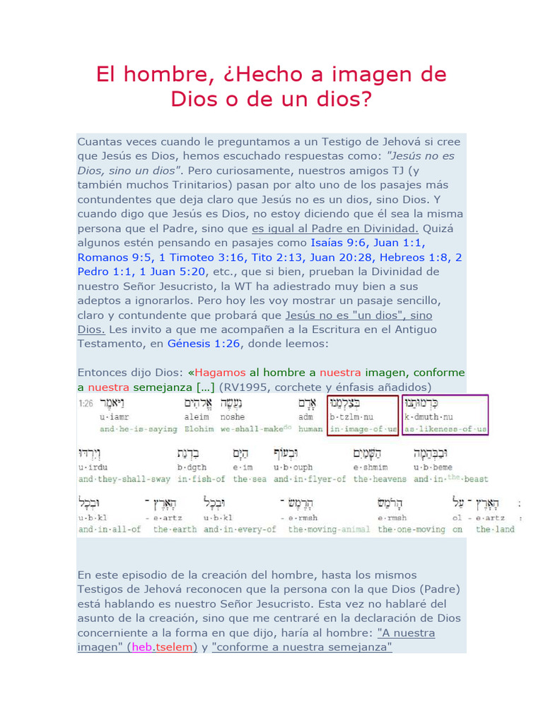 Dios o Un Dios Hecho El Hombre | PDF | Jesús | Cristo (título)