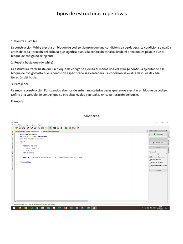 Tipos de Estructuras Repetitivas (Pseudocodigo) | PDF