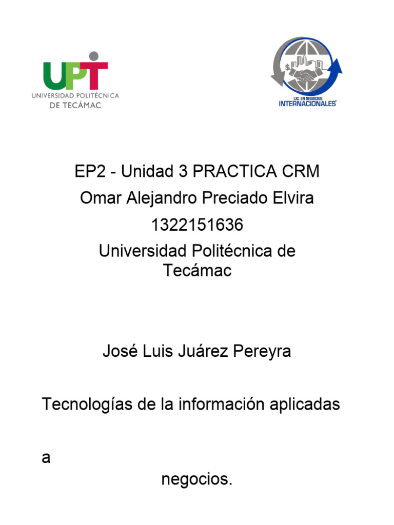 EP2 - Unidad 3 PRACTICA CRM | PDF | Metodología de encuesta | Gestión de la relación con el cliente