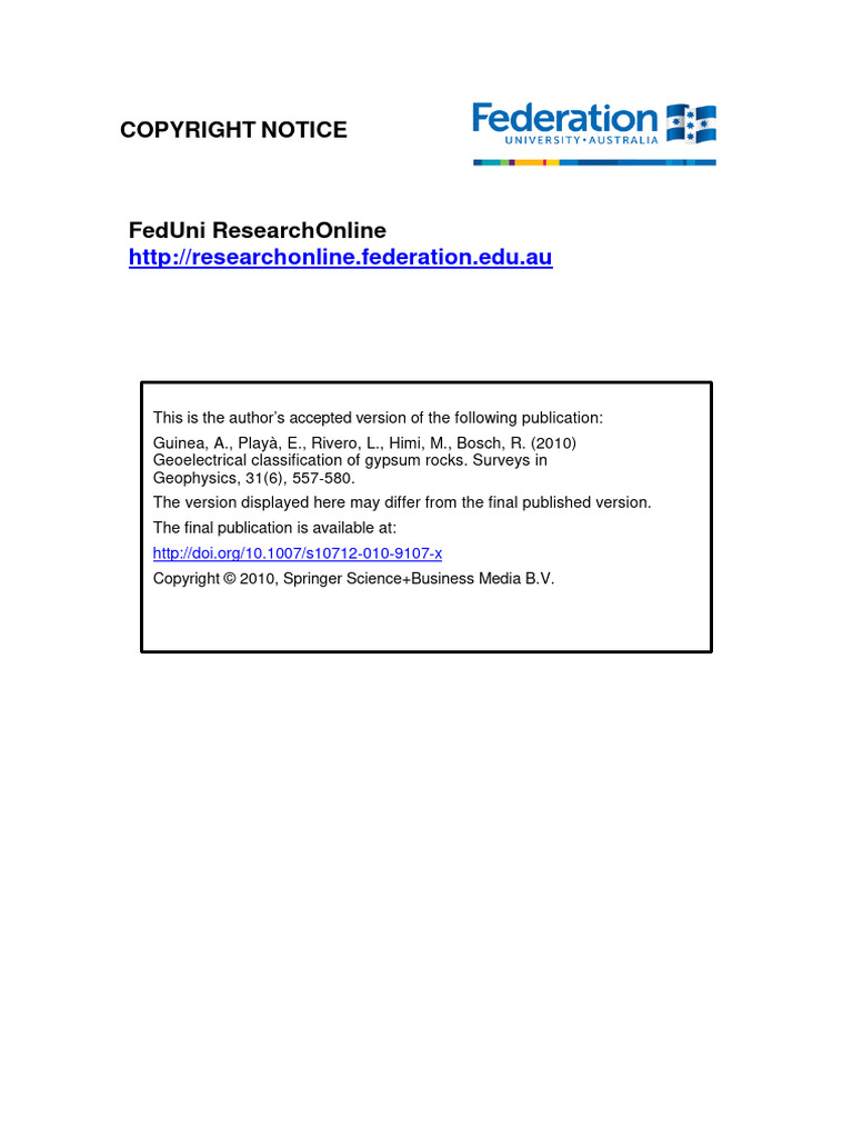 Geoelectrical Classification of Gypsum R | PDF | Gypsum | Electrical ...