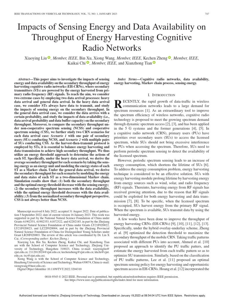 J4 Impacts Of Sensing Energy And Data Availability On Throughput Of Energy Harvesting Cognitive