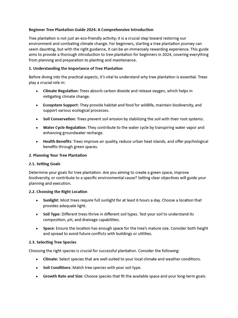 Beginner's Tree Plantation Guide 2024 | PDF | Trees | Soil