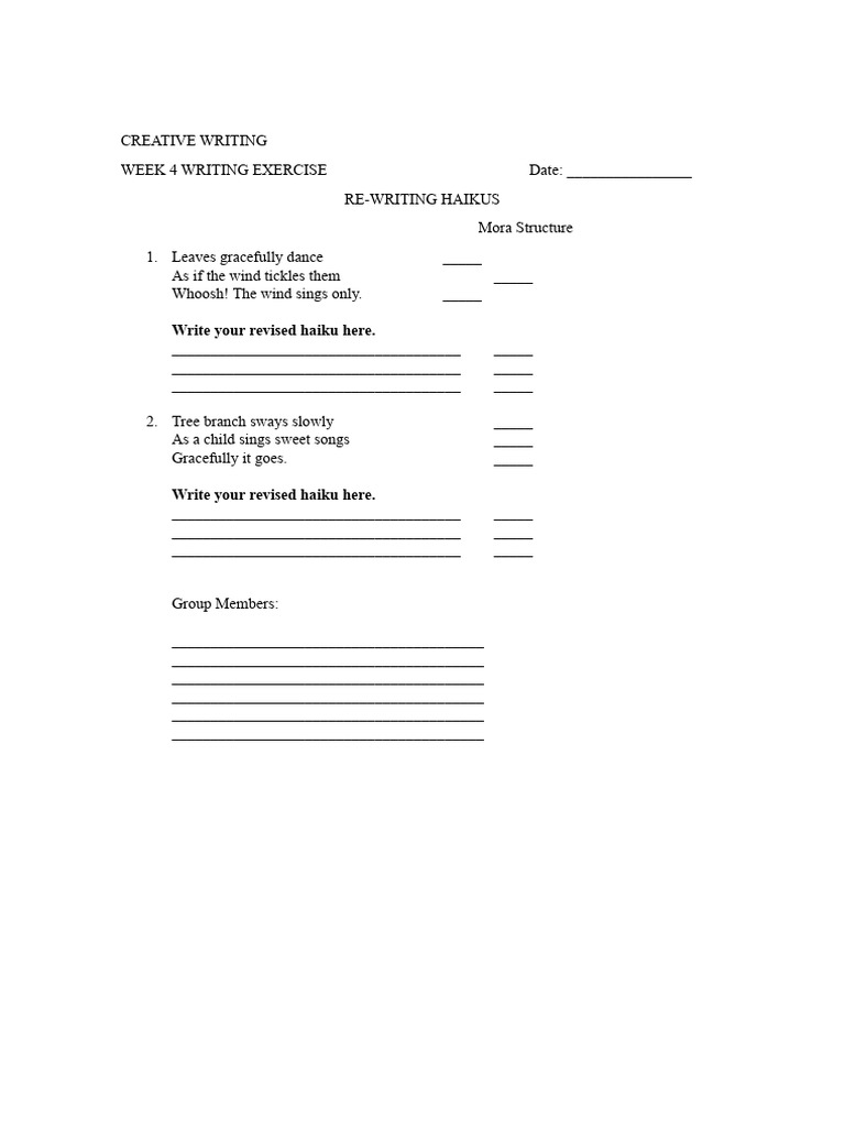 Re-Writing Haikus Template | PDF