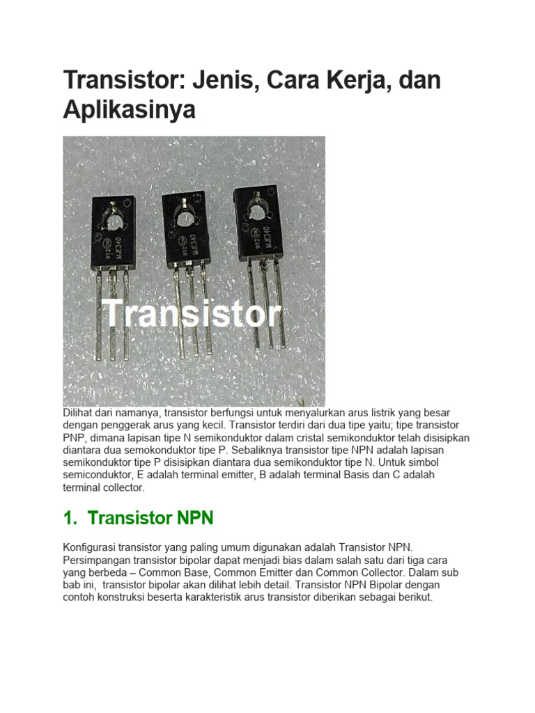 HANDOUT Transistor | PDF