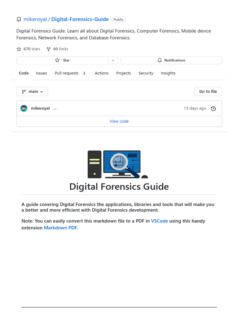 GitHub Mikeroyal Digital Forensics Guide Digital Forensics Guide | PDF | Encryption | Digital ...