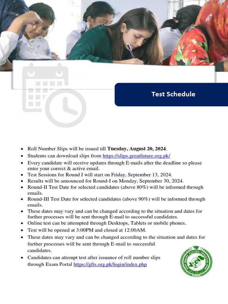 Rhskenoll Number Slips Test Schedule GFTO 1 | PDF