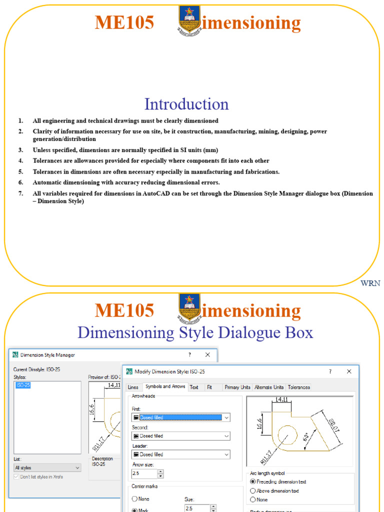 ME105 Lecture 5 - Dimensioning | PDF | Engineering Tolerance