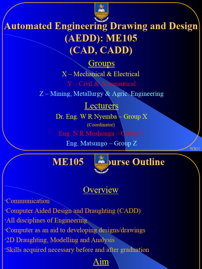 ME105 Lecture 1 - Course Outline | PDF | Computer Aided Design | Engineering