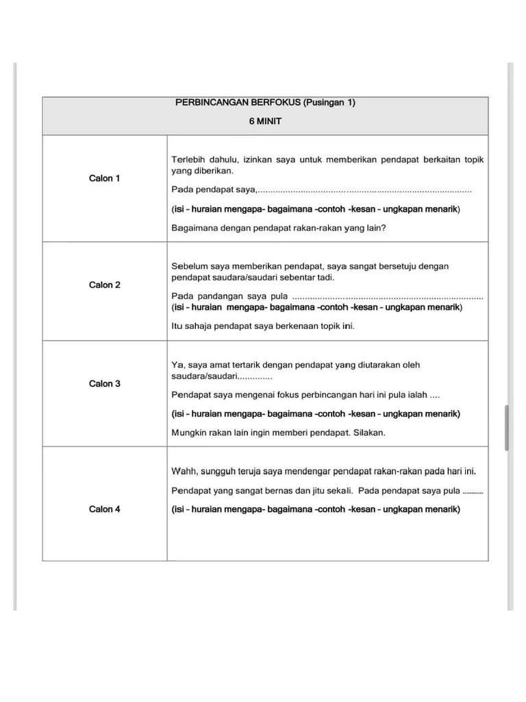 Skrip Ujian Bertutur 2 Pusingan | PDF