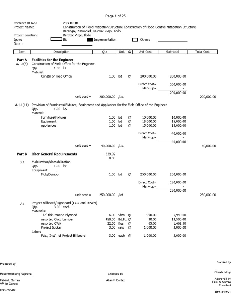 23GH0048 Construction of Flood Mitigation | PDF | Concrete | Composite ...