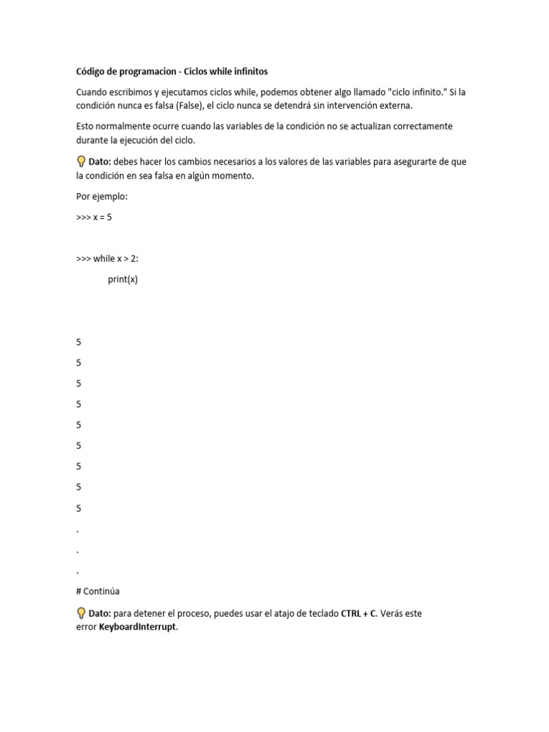 Evitar ciclos while infinitos en Python | PDF | Informática