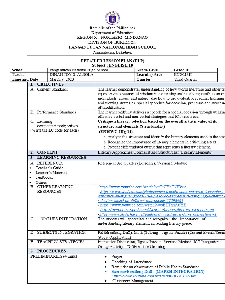 COT LESSON PLAN 2023 With Annotation | PDF | Learning | Educational ...