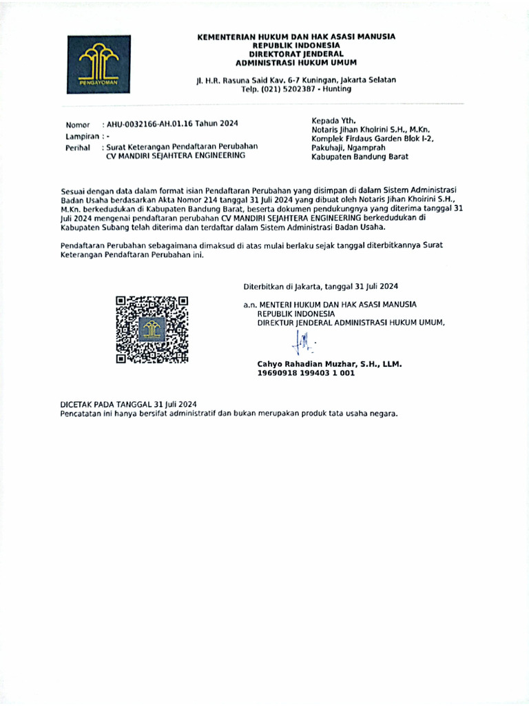 SK Perubahan CV MSE | PDF