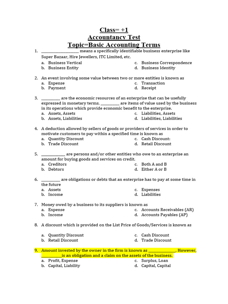 Basic Accounting Terms | PDF | Expense | Discounting