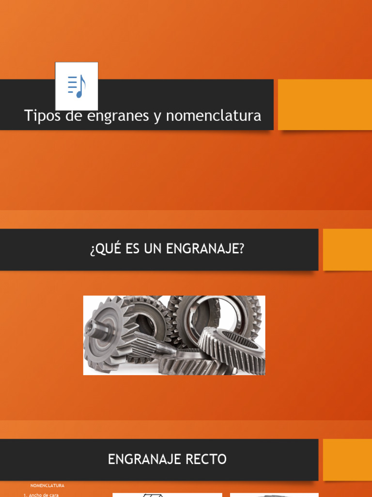 Tipos de Engranes y Nomenclatura - Compress | PDF | Engranaje | Máquinas